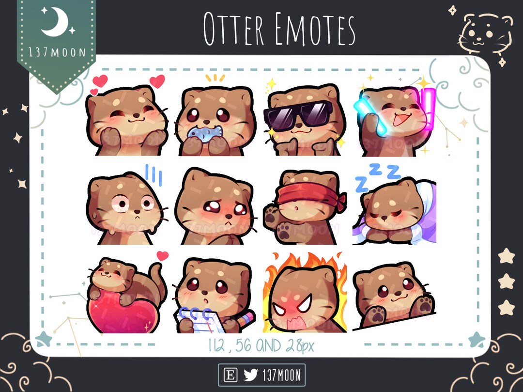 Cute Otter Emotes for Twitch | Youtube | Discord | Kawaii | Stream ...