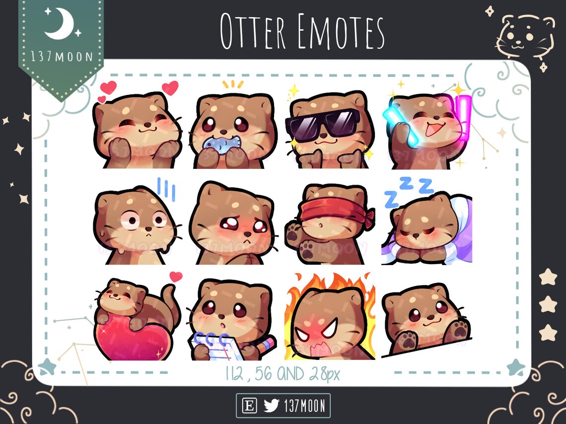 Cute Otter Emotes for Twitch | Youtube | Discord | Kawaii | Stream ...