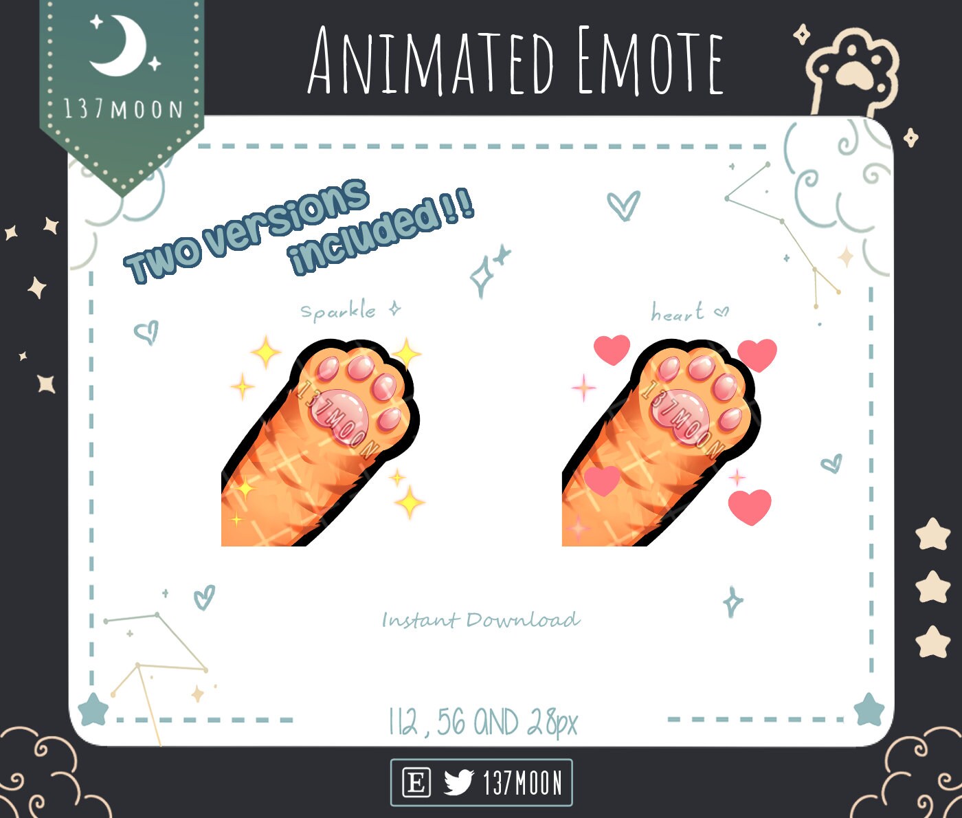 ANIMATED Paw Wave Emote | Cute Orange Cat Paw Emote for Twitch ...