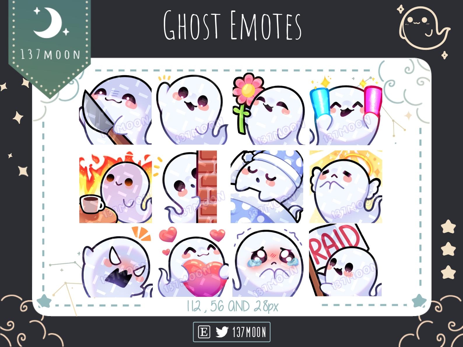 Cute Ghost Emotes for Twitch | Youtube | Discord | Kawaii | Stream ...