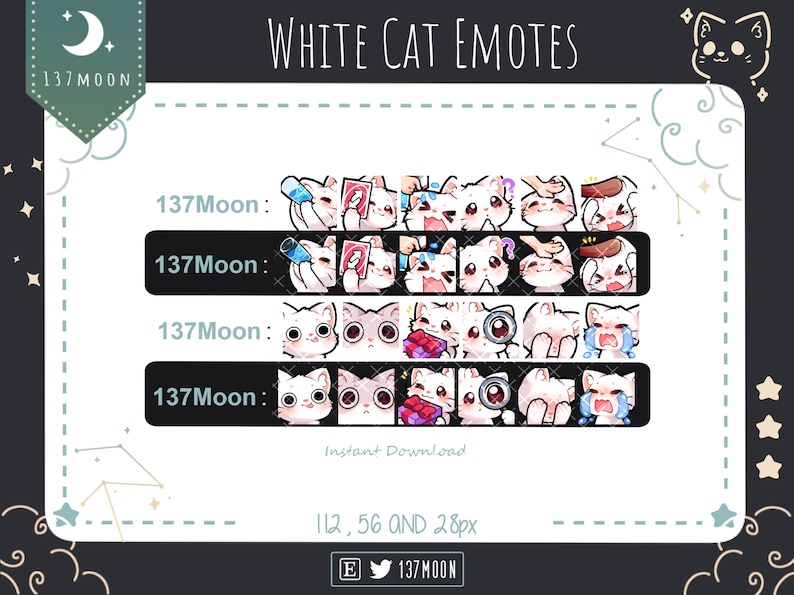 Cute Cat Emotes for Twitch | Youtube | Discord | Kawaii | Stream ...