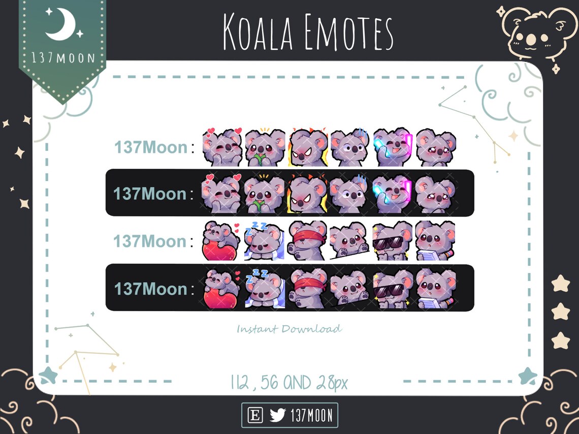 Cute Koala Emotes for Twitch | Youtube | Discord | Kawaii | Stream ...