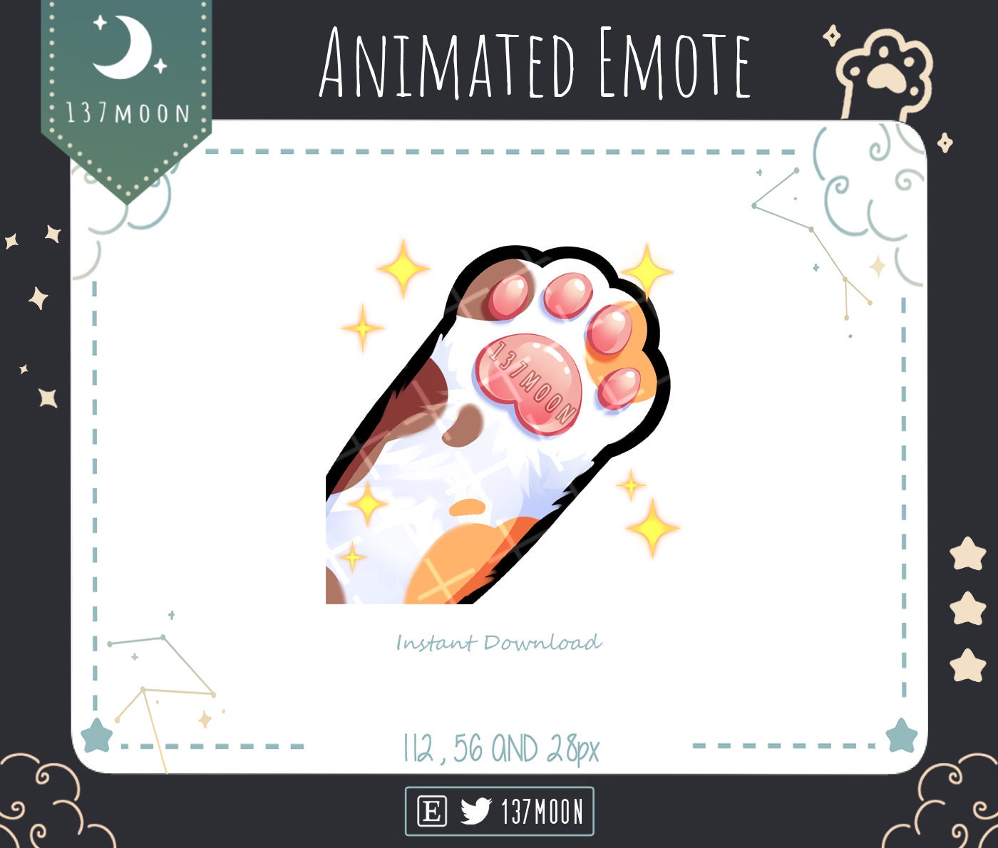 ANIMATED Paw Wave Emote | Cute Calico Cat Paw Emote for Twitch ...