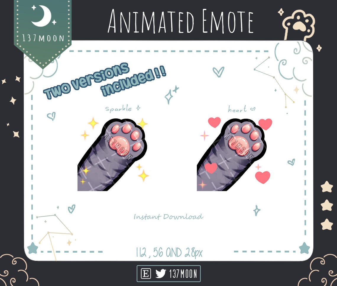 ANIMATED Paw Wave Emote | Cute Gray Cat Paw Emote for Twitch | Youtube ...