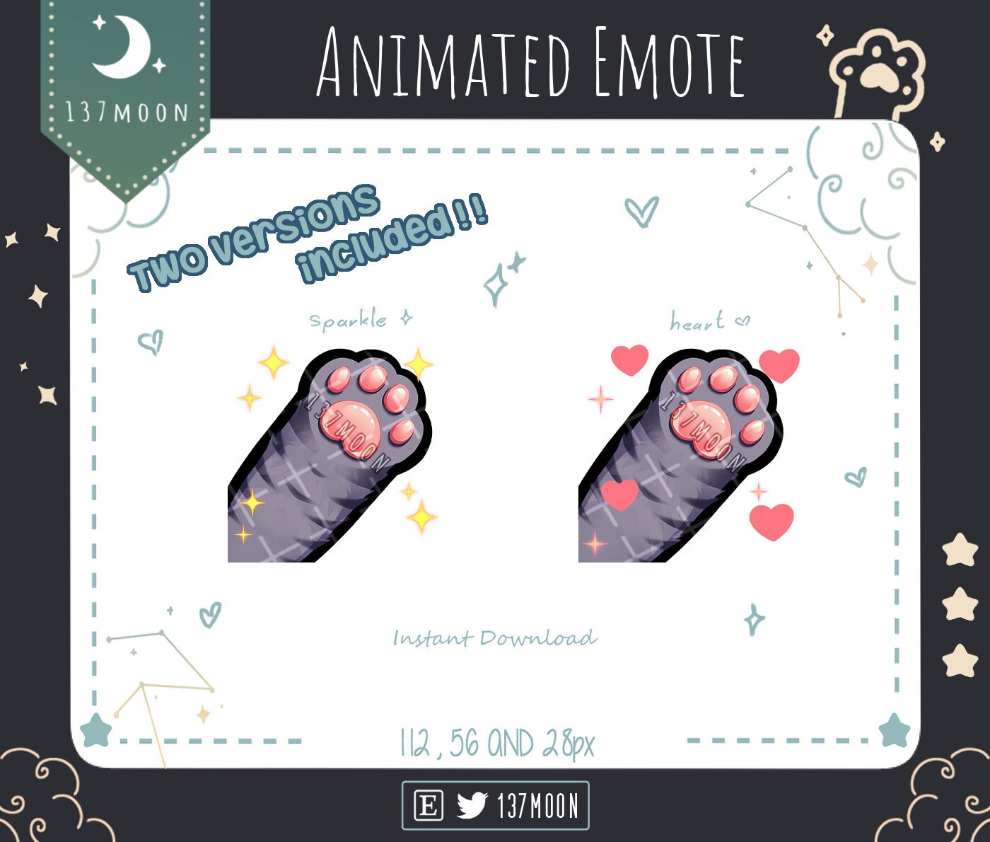 ANIMATED Paw Wave Emote | Cute Gray Cat Paw Emote for Twitch | Youtube ...