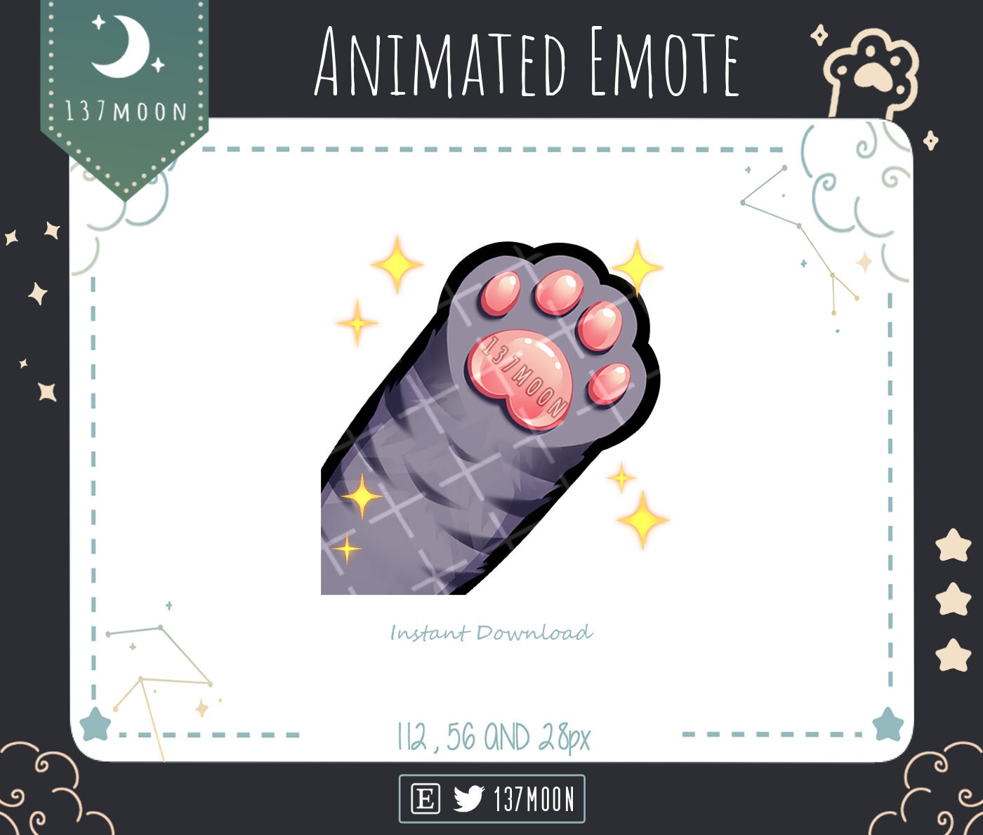 ANIMATED Paw Wave Emote | Cute Gray Cat Paw Emote for Twitch | Youtube ...