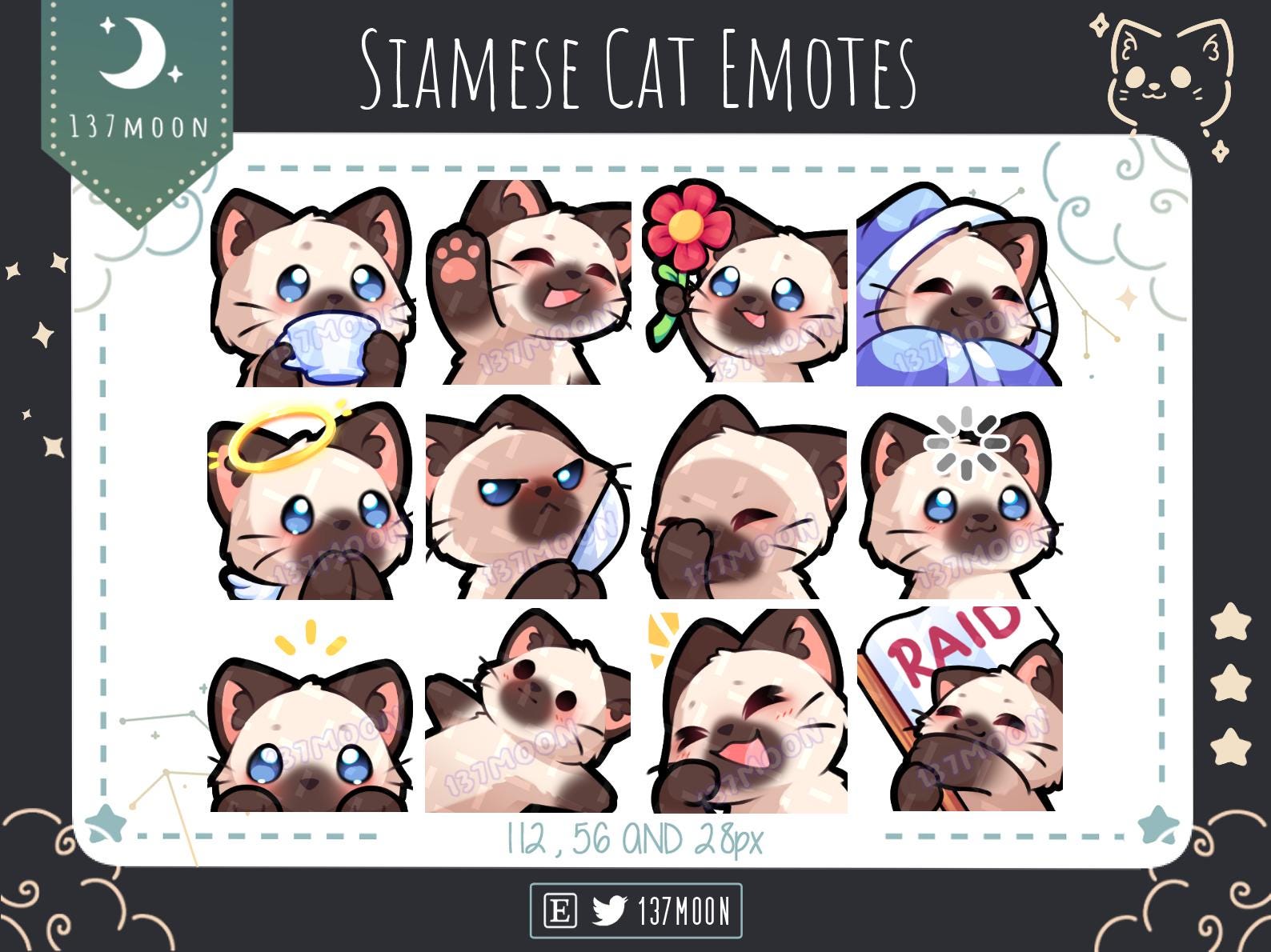 Cute Cat Emotes for Twitch | Youtube | Discord | Kawaii | Stream ...