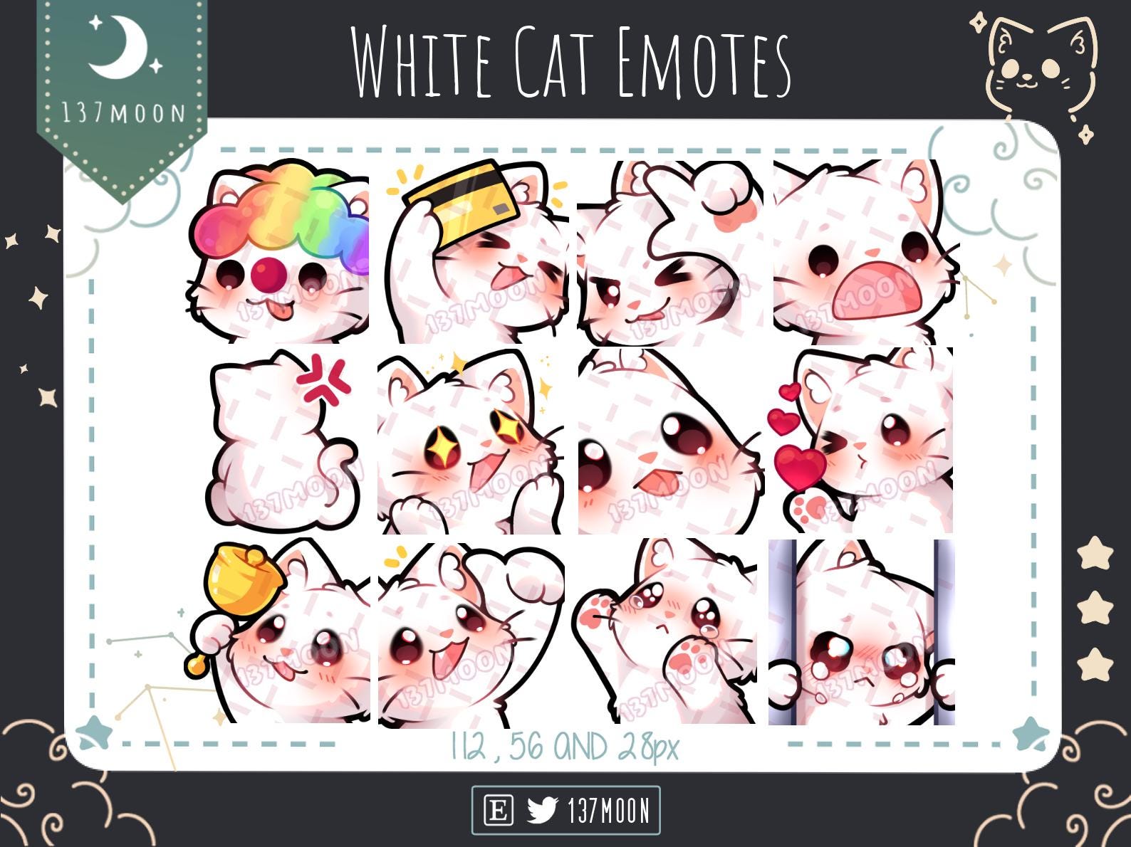 Cute Cat Emotes for Twitch | Youtube | Discord | Kawaii | Stream ...