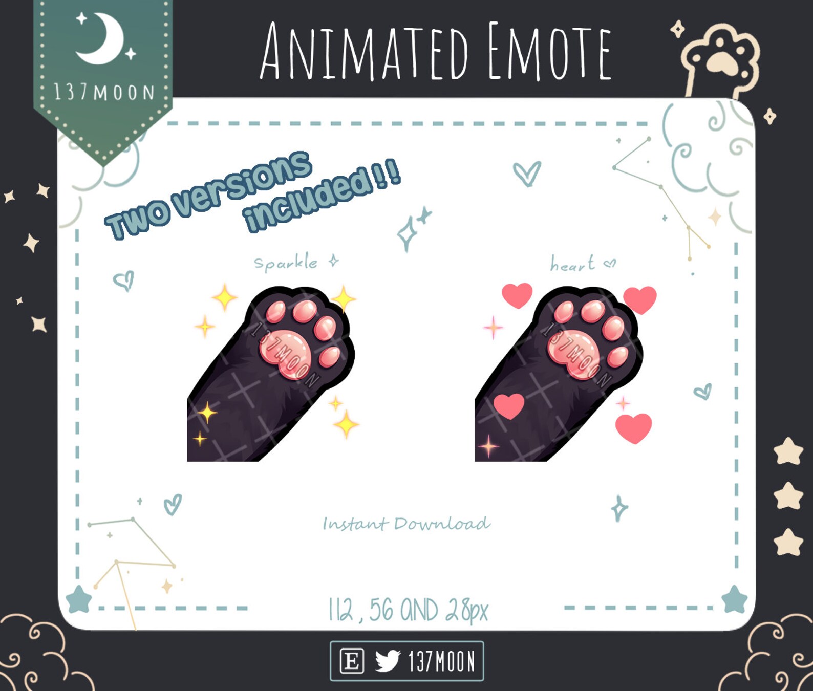 ANIMATED Paw Wave Emote | Cute Black Cat Paw Emote for Twitch | Youtube ...