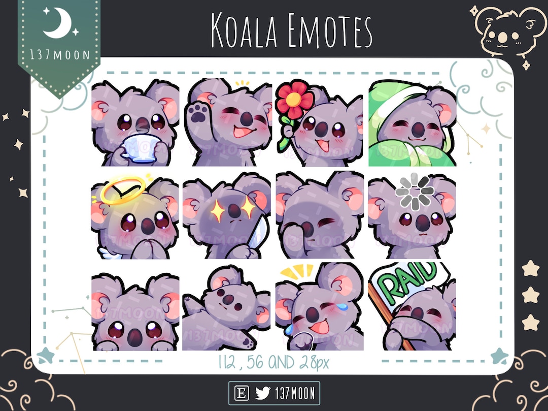 Cute Koala Emotes for Twitch | Youtube | Discord | Kawaii | Stream ...