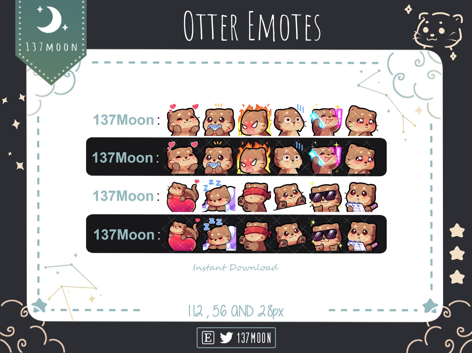 Cute Otter Emotes for Twitch | Youtube | Discord | Kawaii | Stream ...
