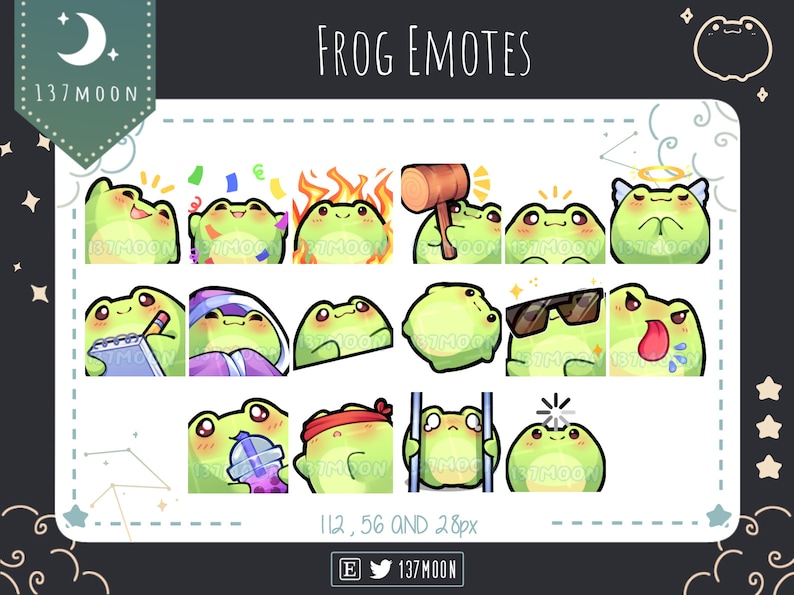 Cute Frog Emotes for Twitch | Youtube | Discord | Kawaii | Stream ...