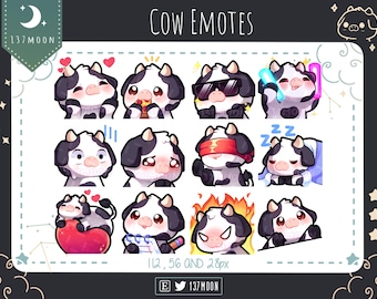 Cute Cow Emotes for Twitch | Youtube | Discord | Kawaii | Stream ...