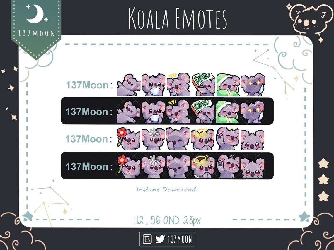 Cute Koala Emotes for Twitch | Youtube | Discord | Kawaii | Stream ...