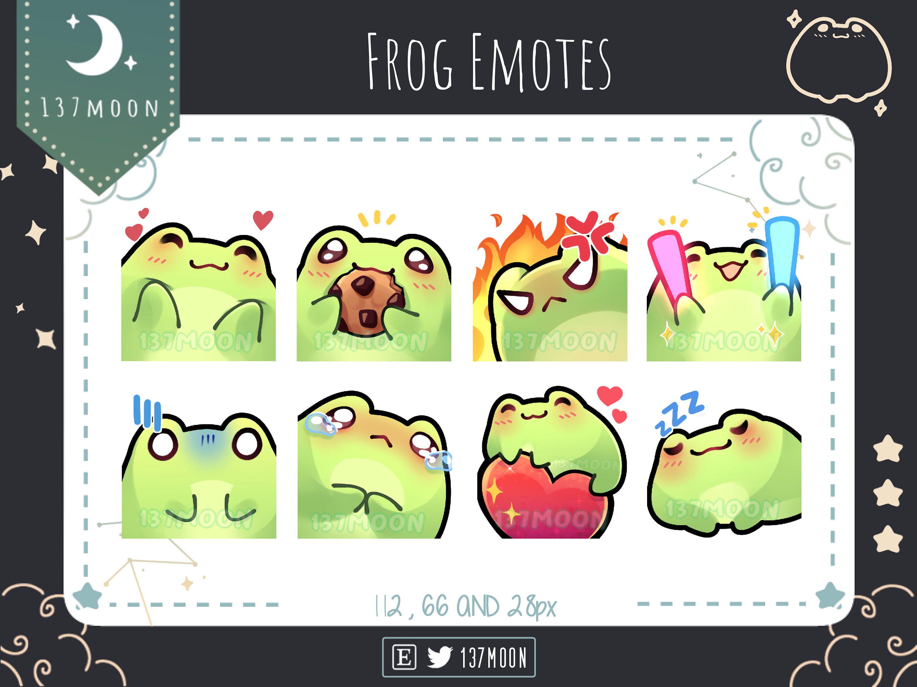 Cute Frog Emotes Para Twitch / Youtube / Discord / Kawaii / Stream ...