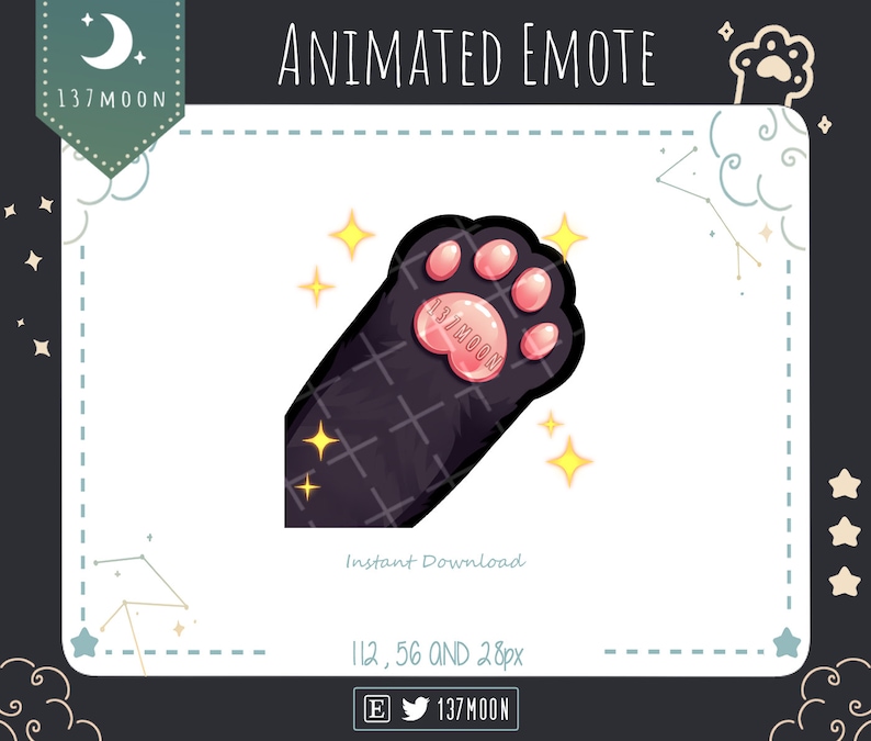ANIMATED Paw Wave Emote | Cute Black Cat Paw Emote for Twitch | Youtube ...