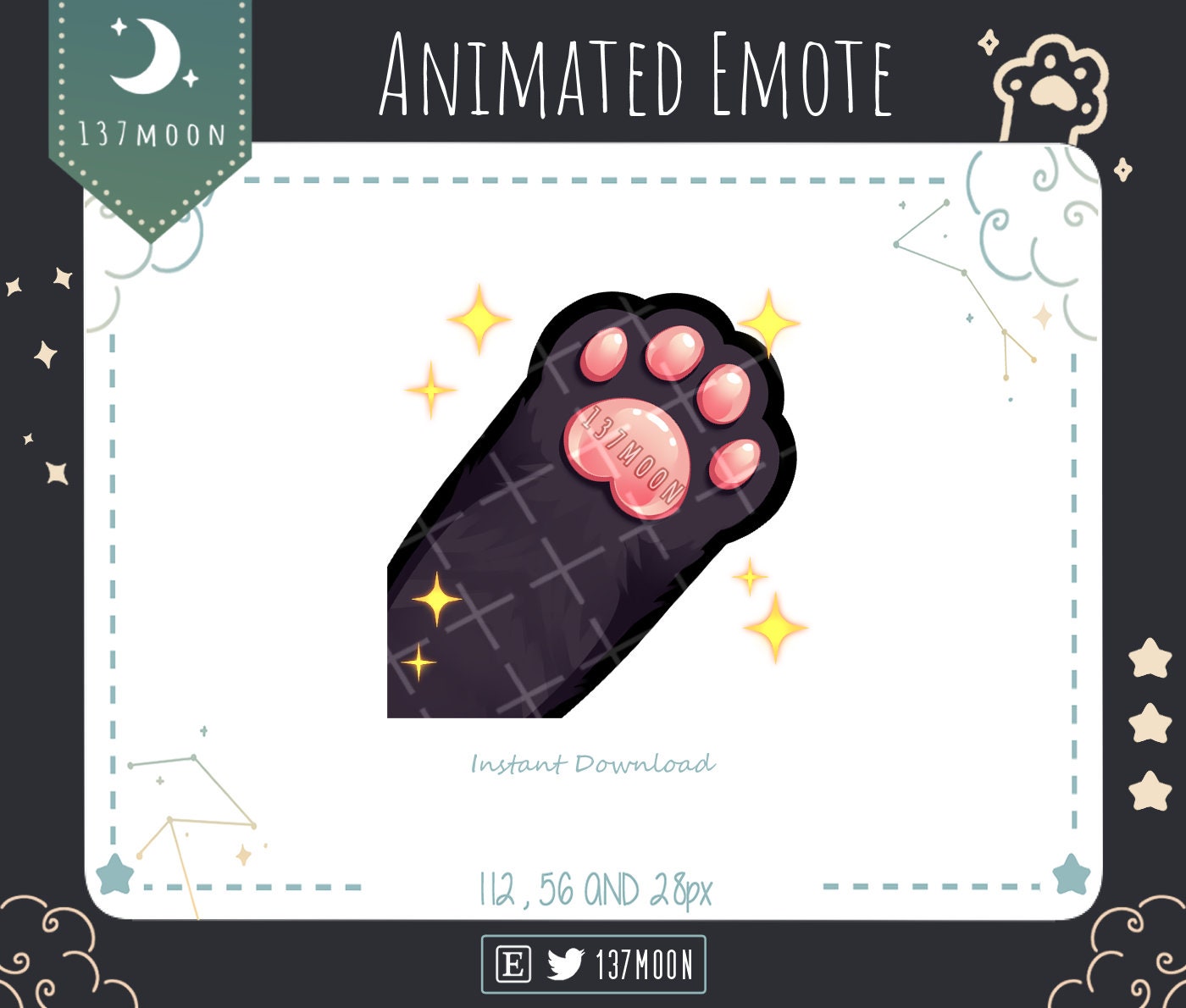 ANIMATED Paw Wave Emote | Cute Black Cat Paw Emote for Twitch | Youtube ...