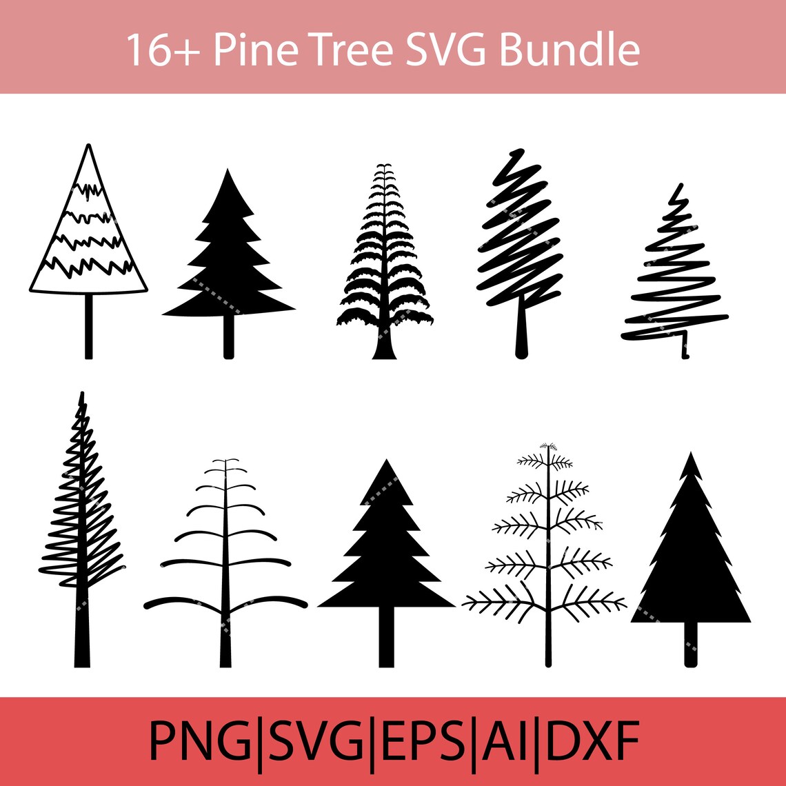 Christmas Tree SVG Bundle, Pine Tree SVG, Christmas Tree Cut File, Pine ...