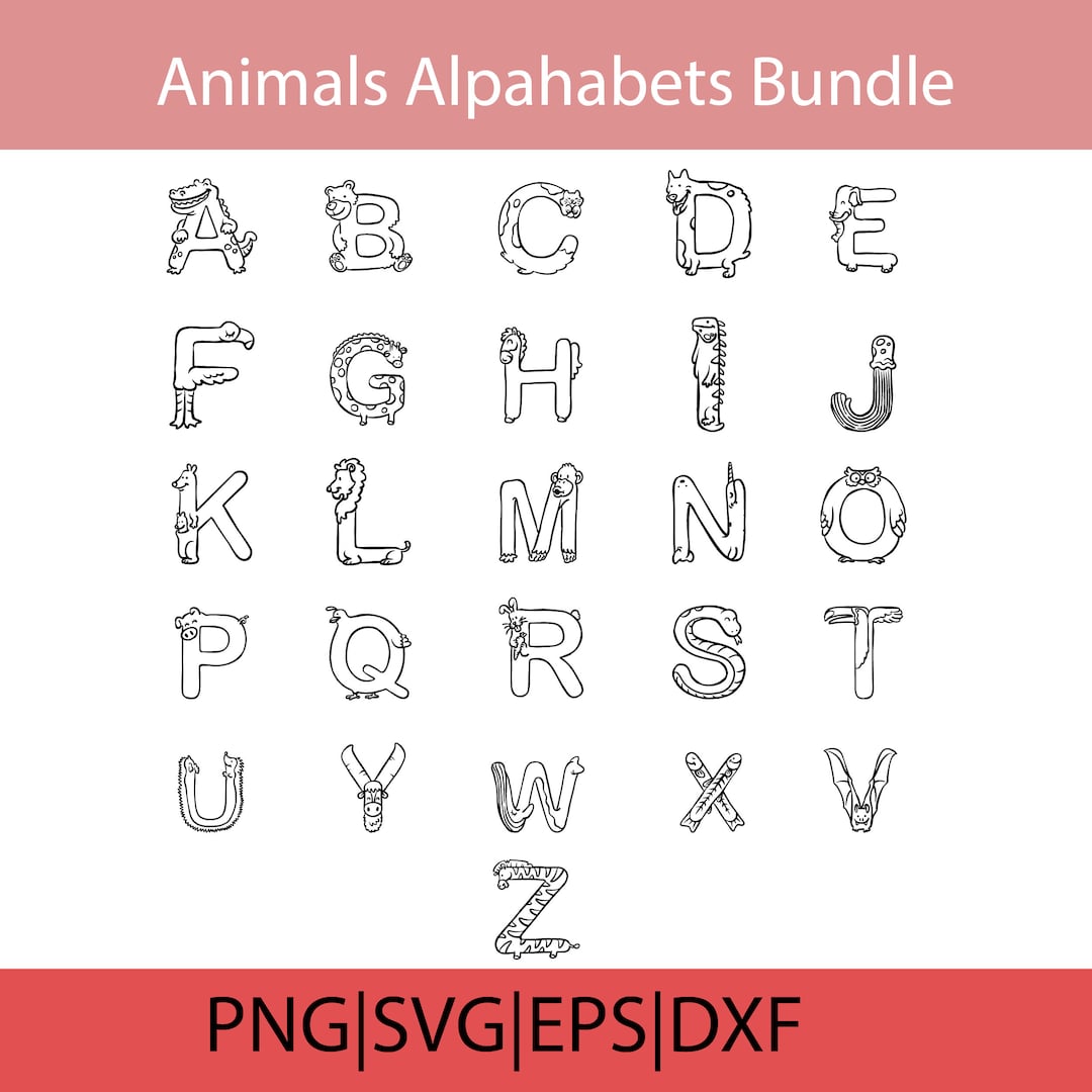 Animals Alphabets SVG, Animal Letters, SVG Letters, PNG Animals Letters ...