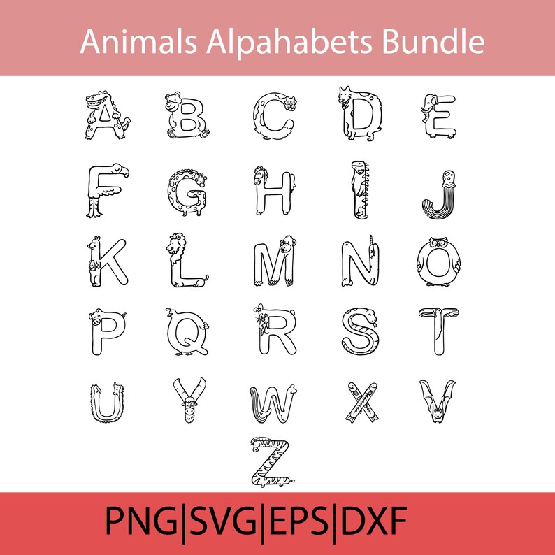 Animals Alphabets SVG, Animal Letters, SVG Letters, PNG Animals Letters ...
