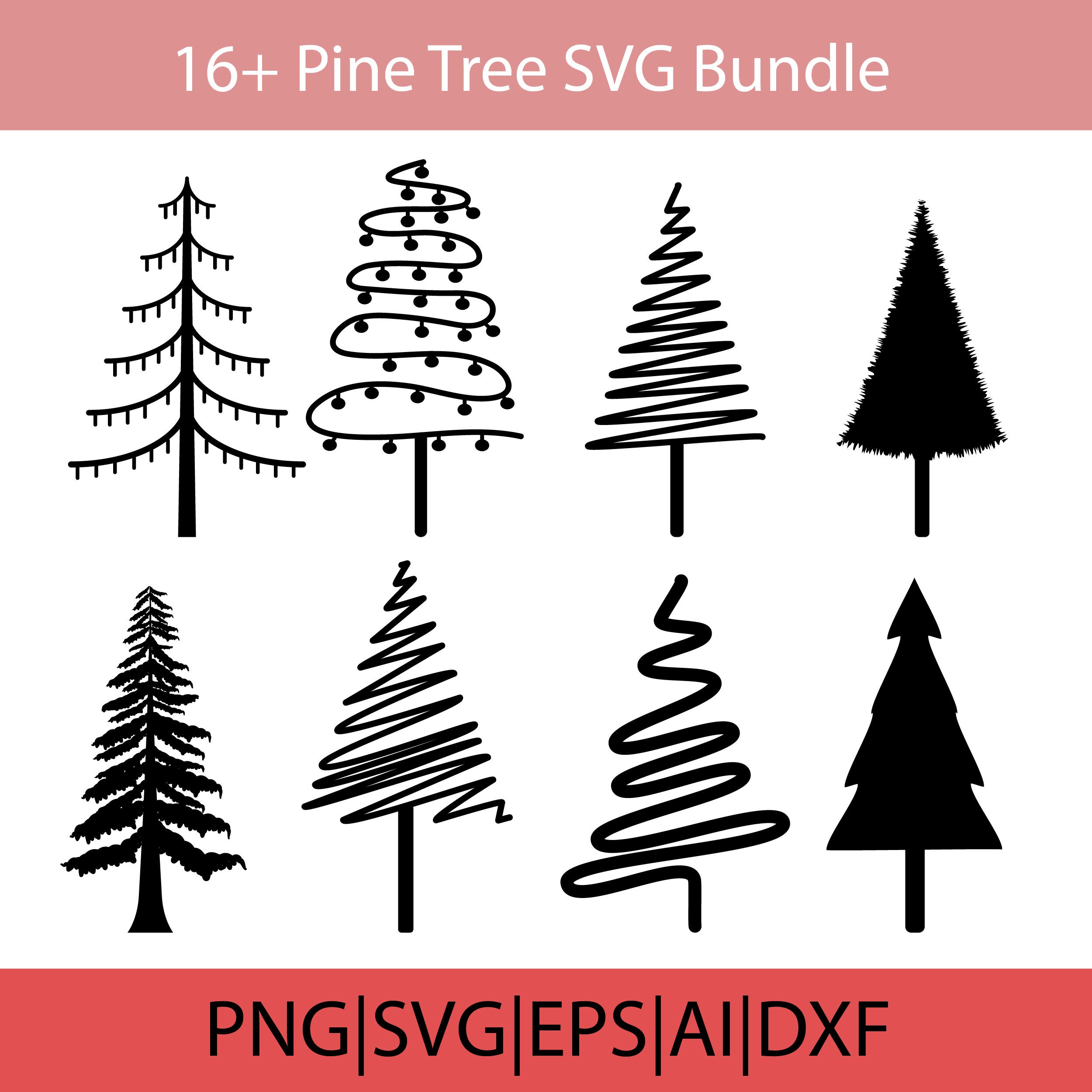 Christmas Tree SVG Bundle, Pine Tree SVG, Christmas Tree Cut File, Pine ...