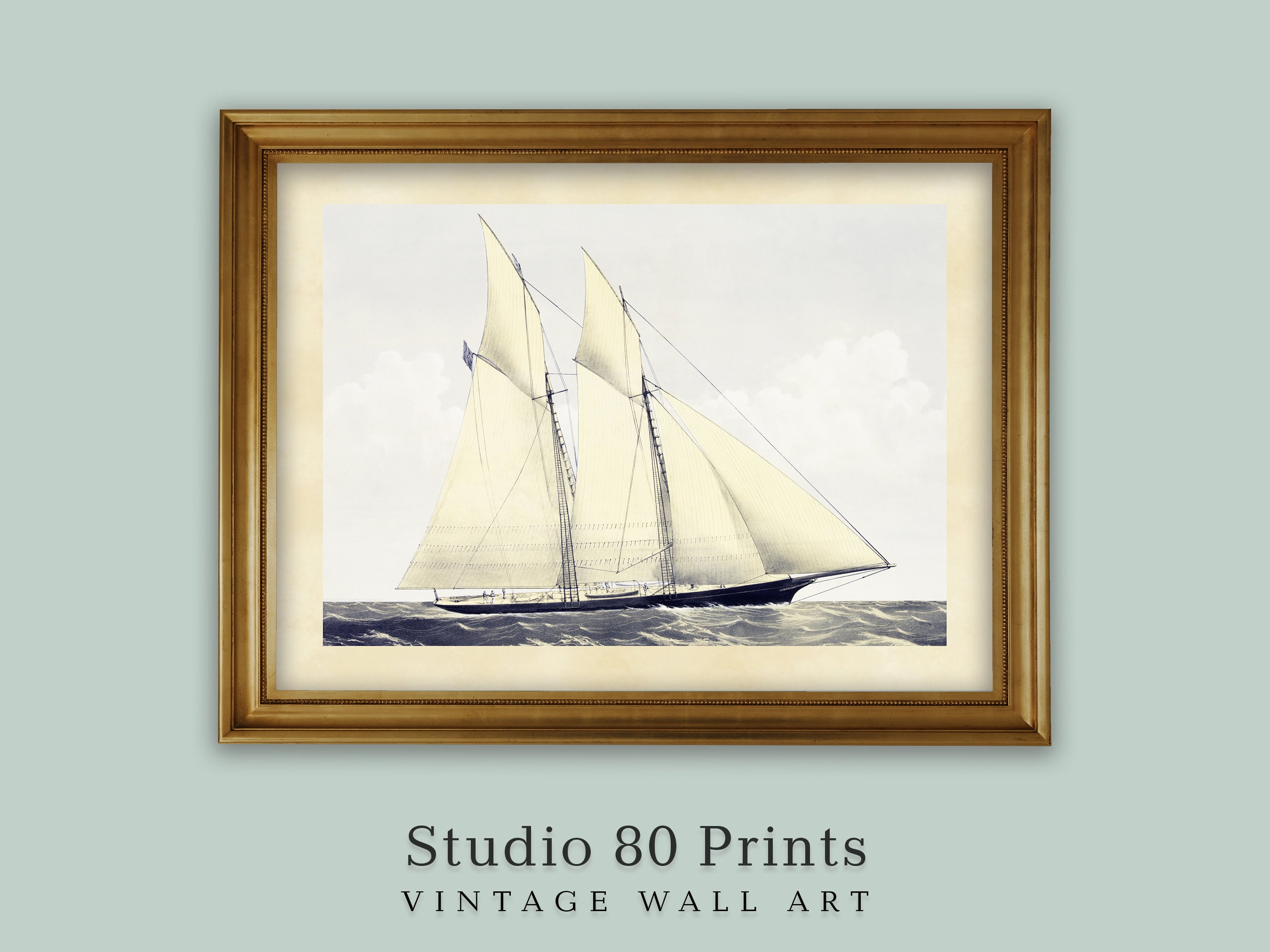 Vintage Ship Print | Cambria Yacht | Printable | Beach House Decoration ...