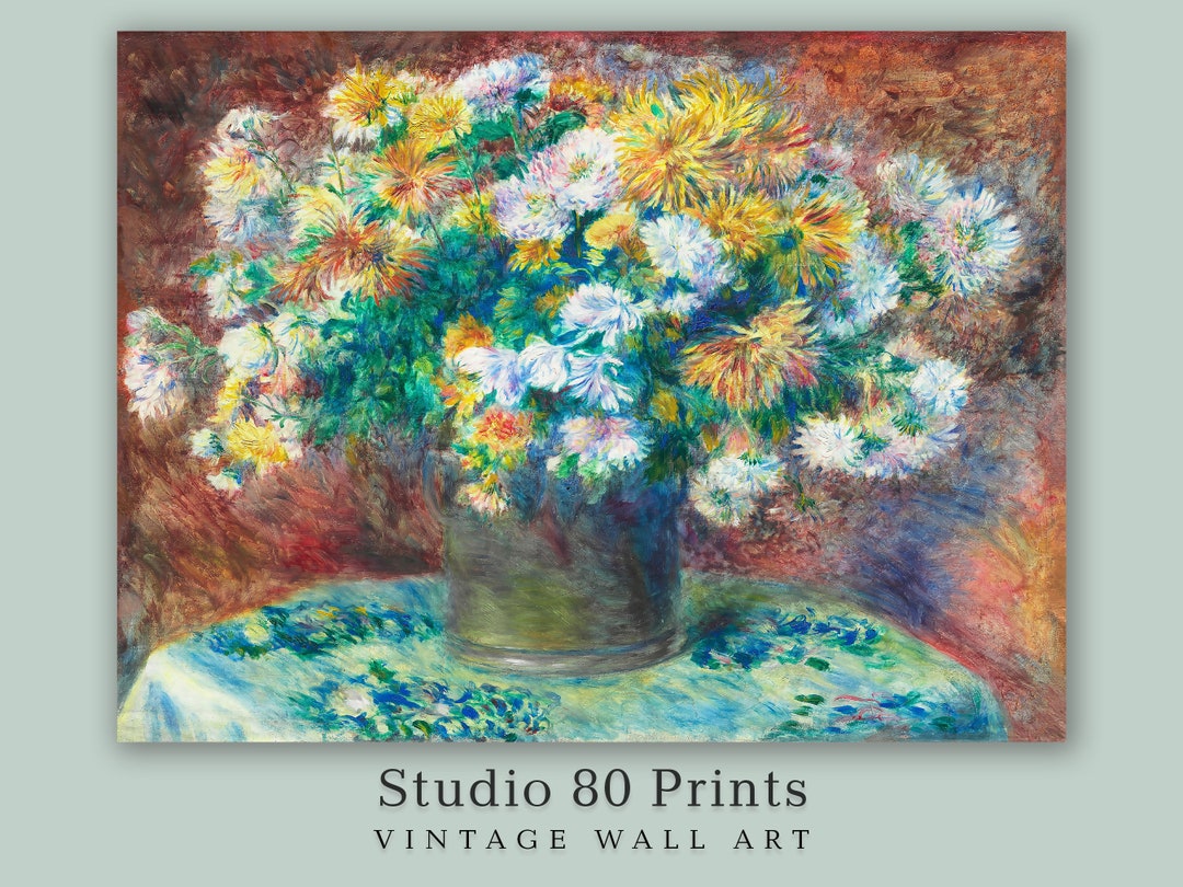Chrysanthemums Still Life Painting Vintage Art Print - Etsy