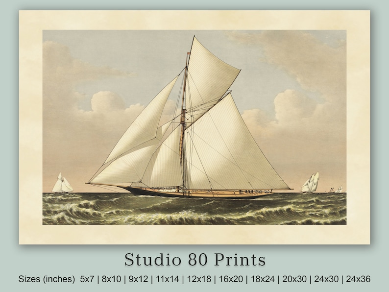 Vintage Sailboat Prints: Nautical Yacht Gallery Wall Art (digital ...