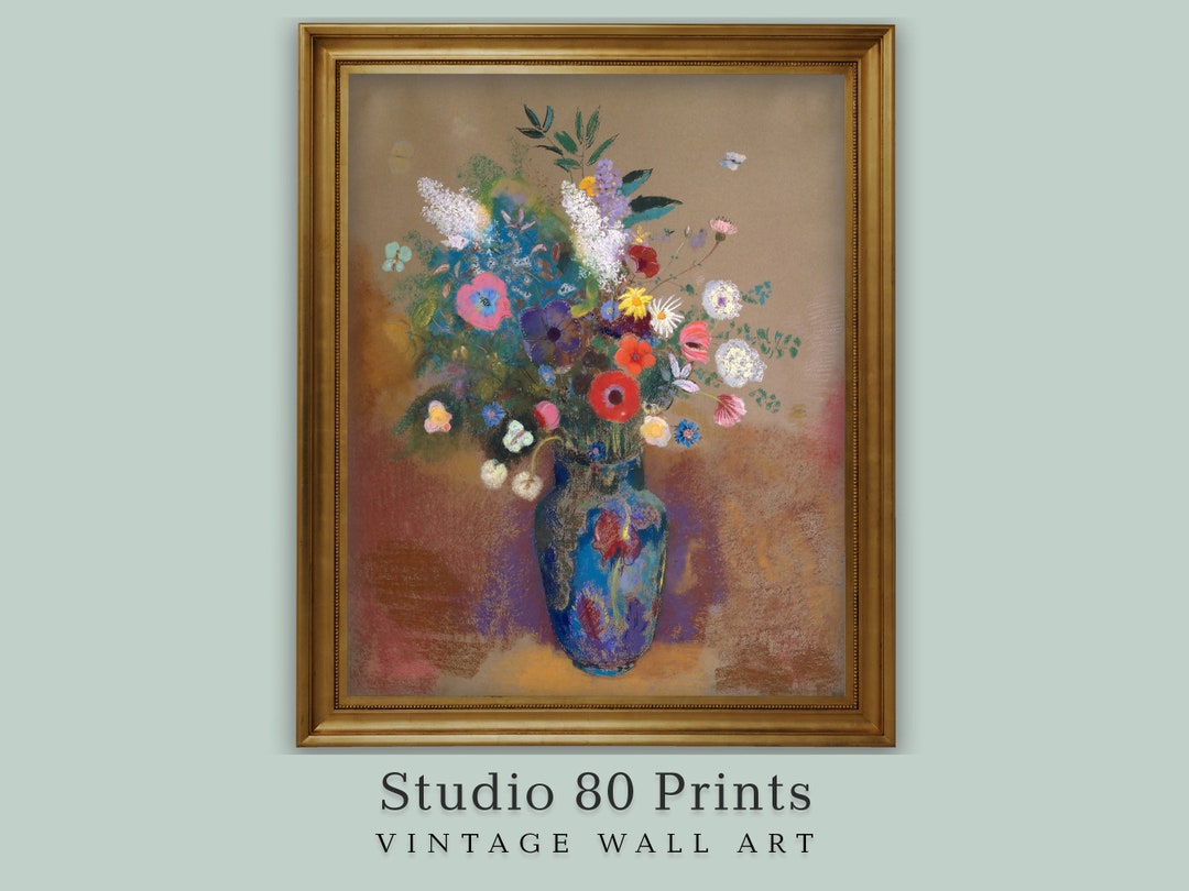 Antique Floral Oil Painting: French Farmhouse Still Life (digital Art ...