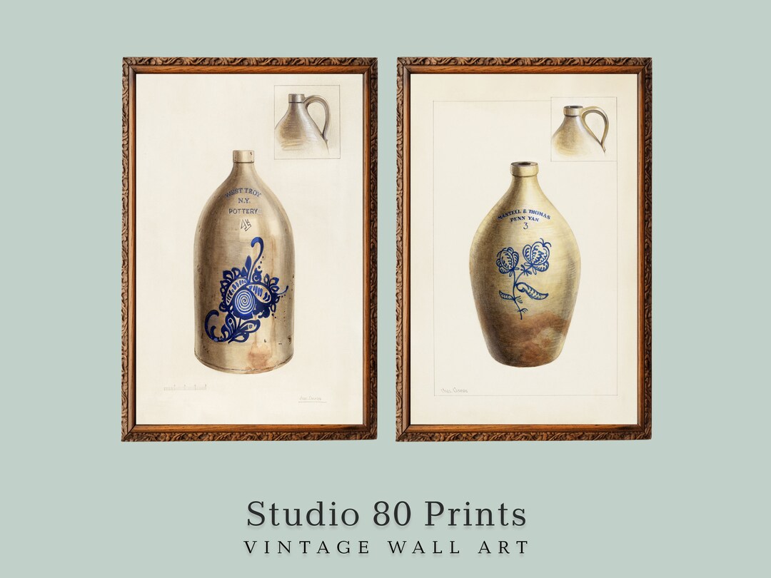 Vintage Stoneware Jug Prints: Kitchen Gallery Wall Art (digital ...