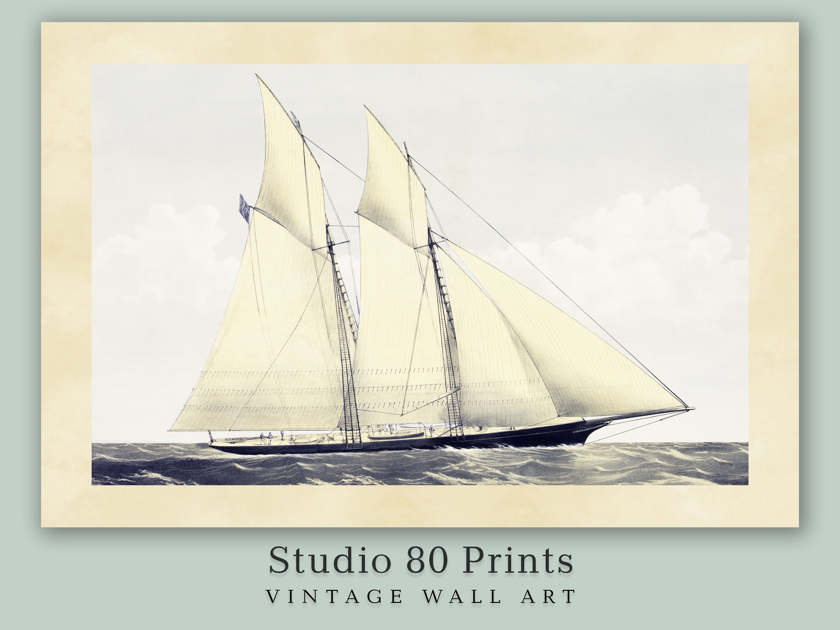 Vintage Ship Print | Cambria Yacht | Printable | Beach House Decoration ...