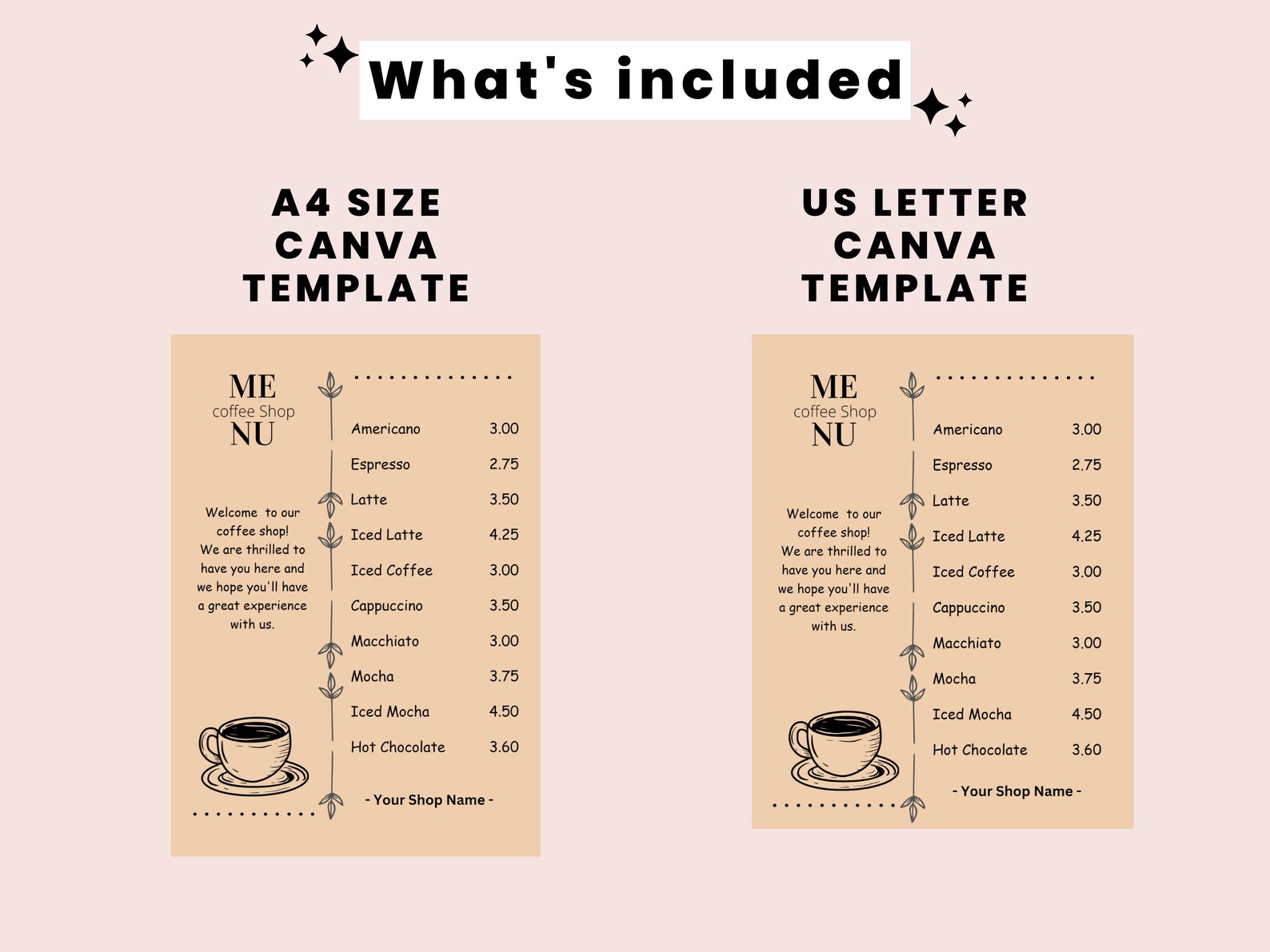 Coffee Menu Template Editable. Printable Price List, Price Guide ...