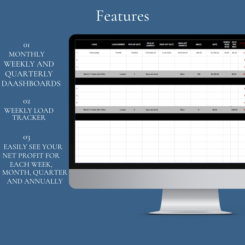 Trucking Spreadsheet, Business Owner Operator, Digital Product - Etsy