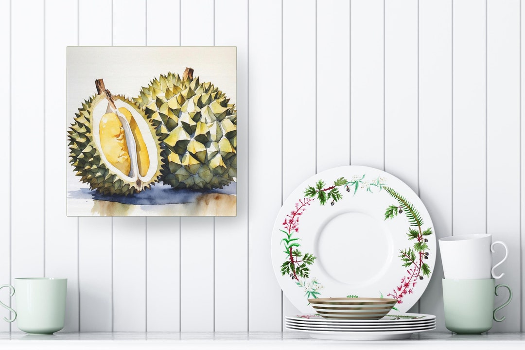 Durian Watercolor Painting Art Print | Minimalist Ready to Hang Wall ...