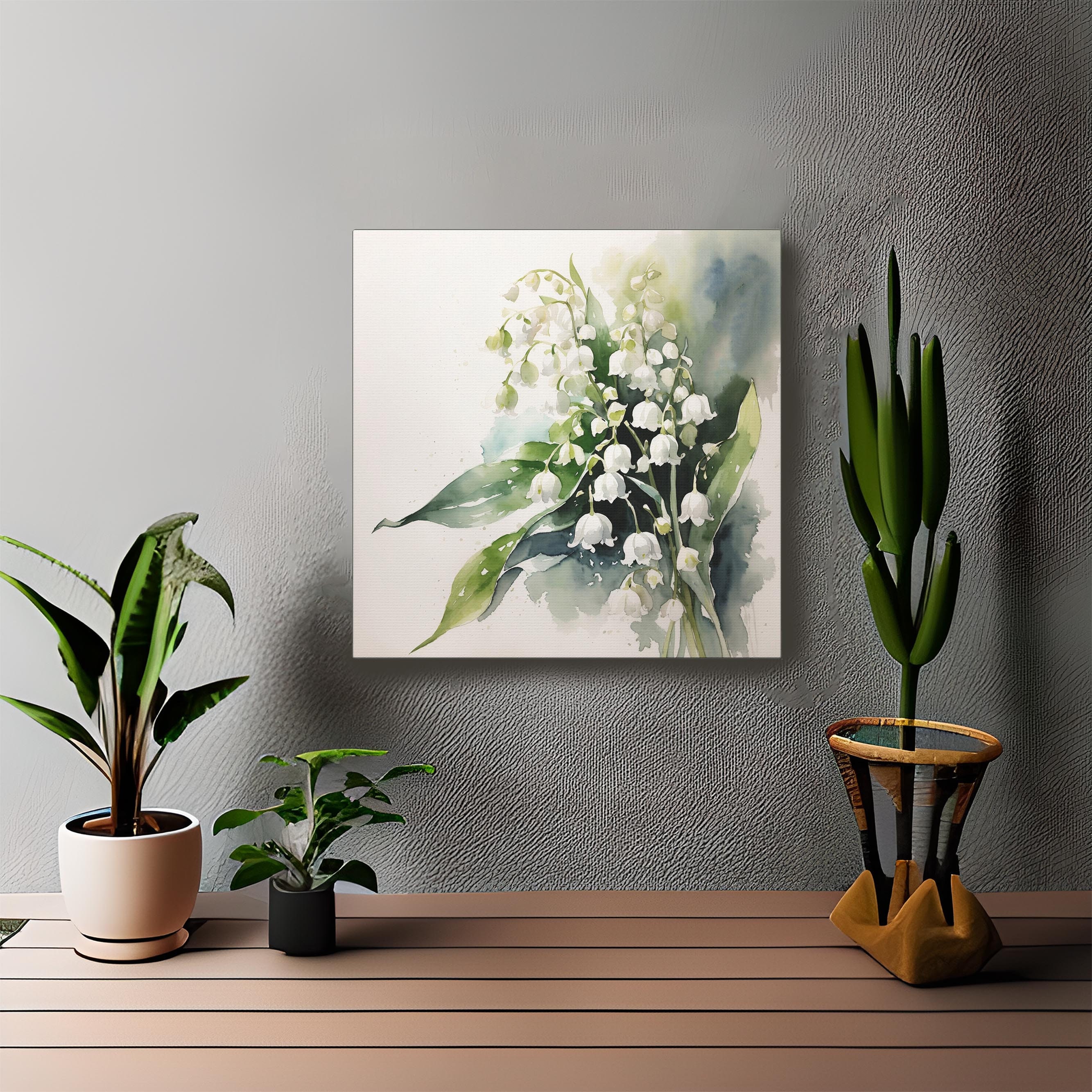 May Birth Flower Wall Art, Watercolor Print on Gallery Canvas, Lily of ...