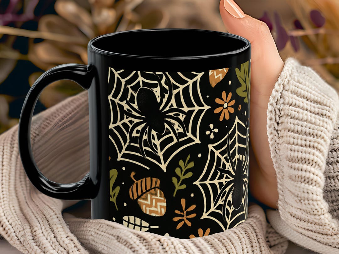 Halloween Spider Coffee Mug, Spooky Season Ceramic Cup, Fun Spiderweb ...