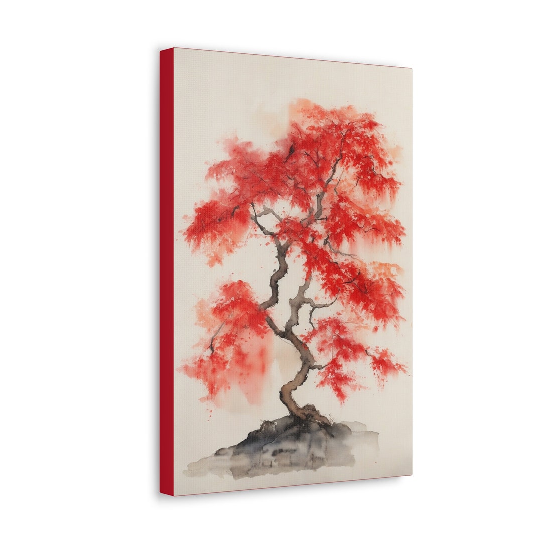 Red Maple Watercolour Painting Print on Canvas Gallery Wraps, Maple ...