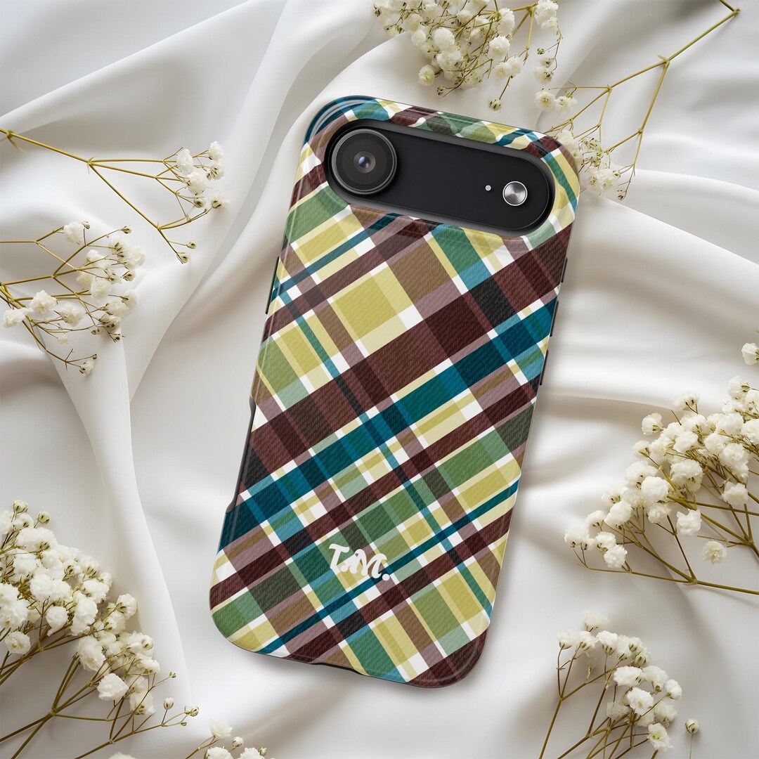 Personalized Cozy Plaid Phone Case, Tartan Phone Cover, Tough Phone ...