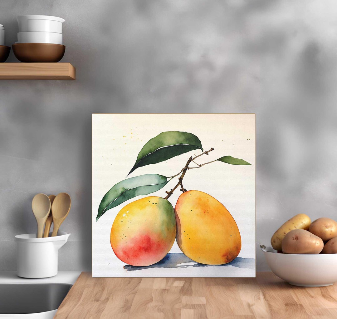 Mango Wall Art, Watercolor Painting Print, Minimalist Ready to Hang ...