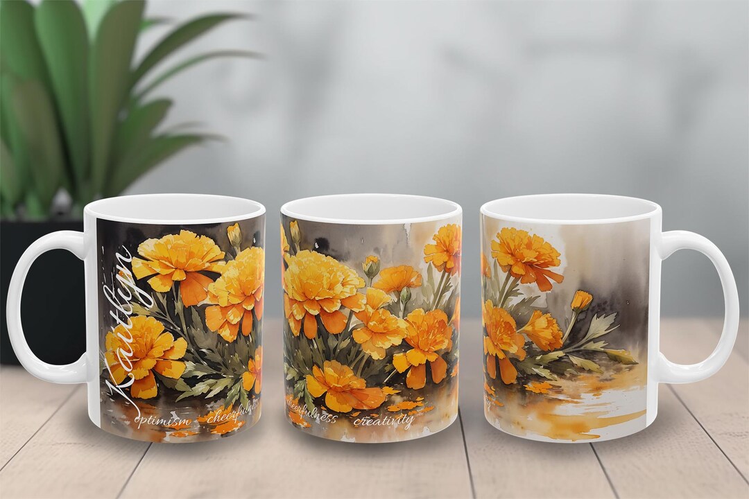 Custom October Birth Flower Coffee Mug, Custom Name Floral Tea Cup ...