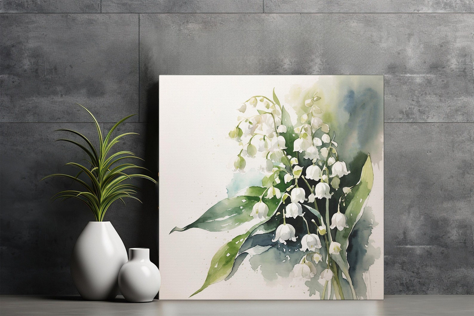 May Birth Flower Wall Art, Watercolor Print on Gallery Canvas, Lily of ...