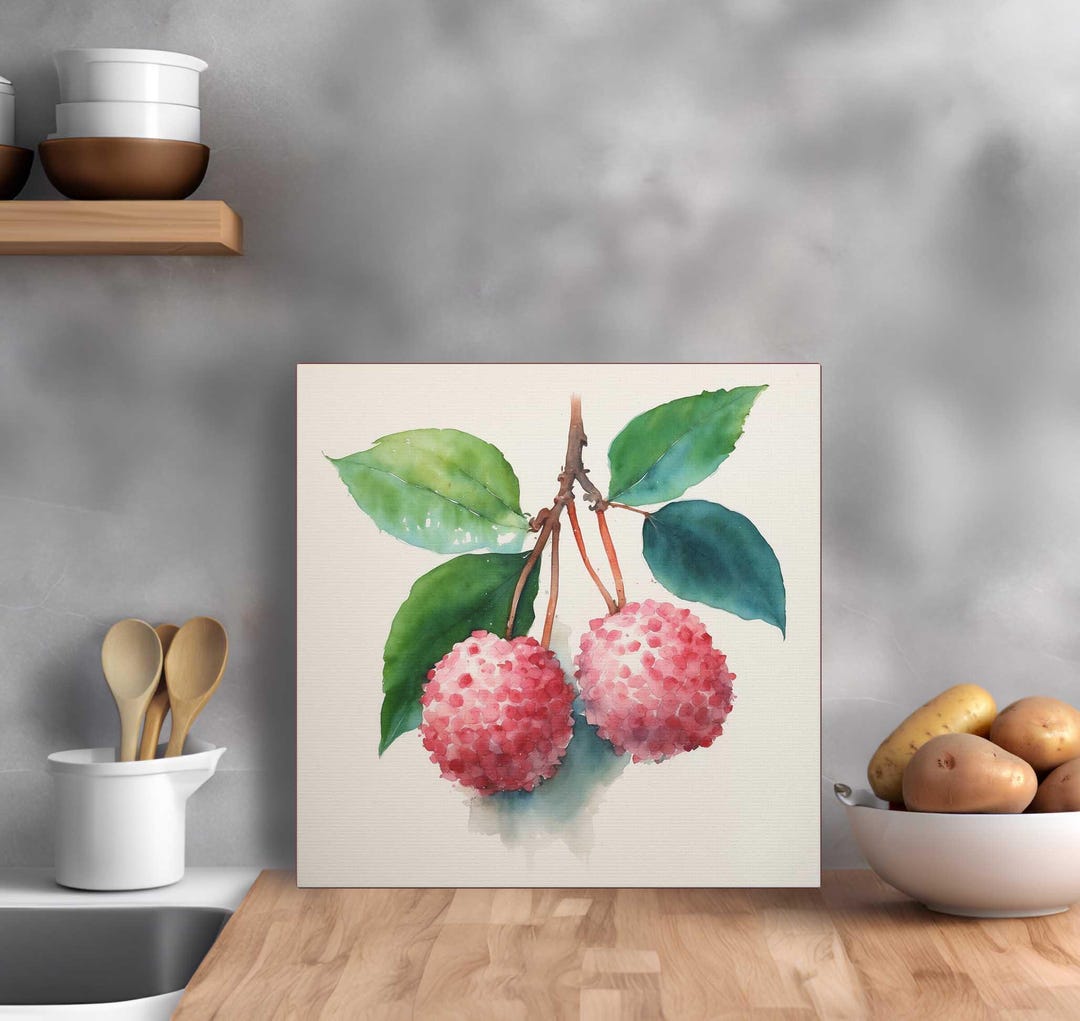 Lychee Wall Art, Watercolor Painting Print, Minimalist Ready to Hang ...