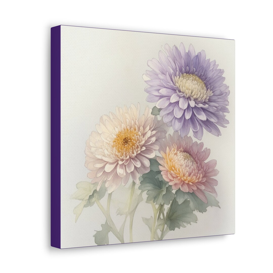 November Birth Flower Watercolour Print on Canvas Gallery Wraps ...