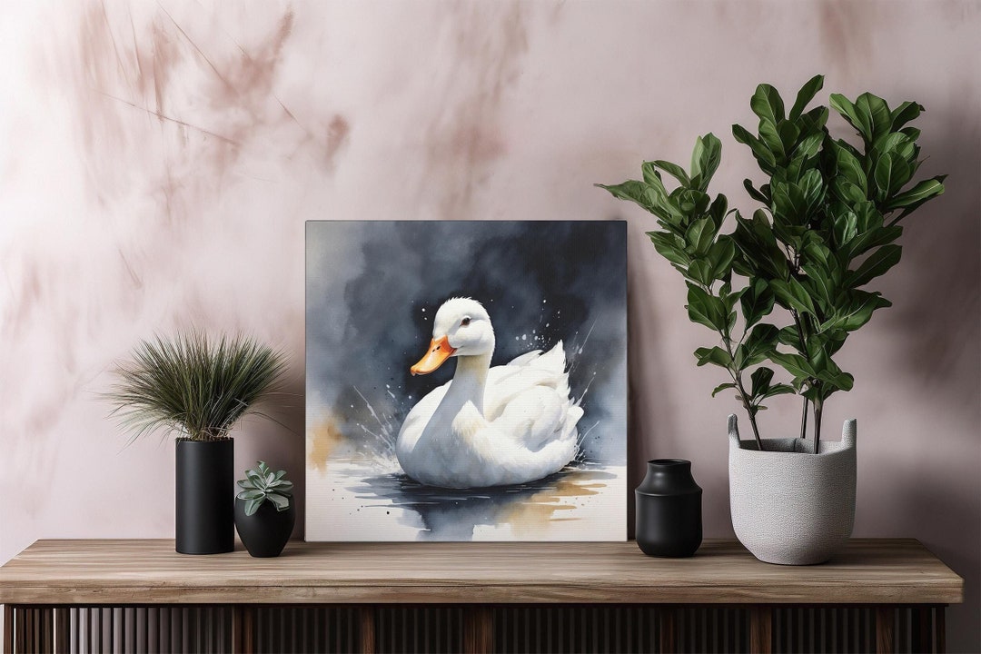 Watercolor Pekin Duck Wall Art Bird Theme Watercolor Print Canvas ...