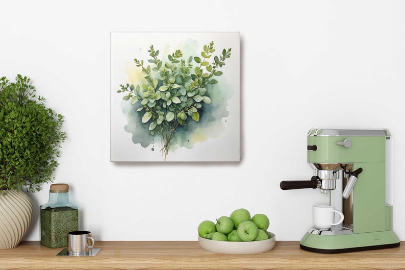 Oregano Watercolor Wall Art, Minimalist Mediterranean Herbs Brush Art ...