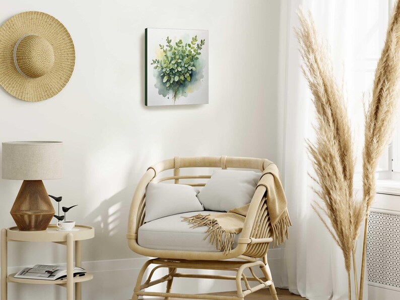 Oregano Watercolor Wall Art, Minimalist Mediterranean Herbs Brush Art ...
