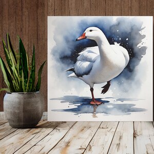 Watercolor Snow Goose Painting, Snow Goose Wall Art, Bird Art Print ...