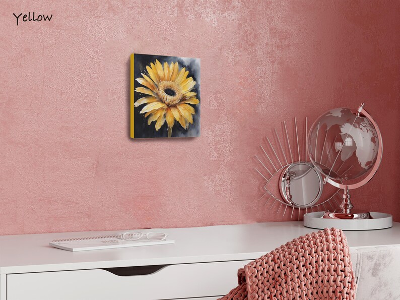 Yellow Gerbera Daisy Wall Art, Daisy Flowers Painting Canvas Print ...