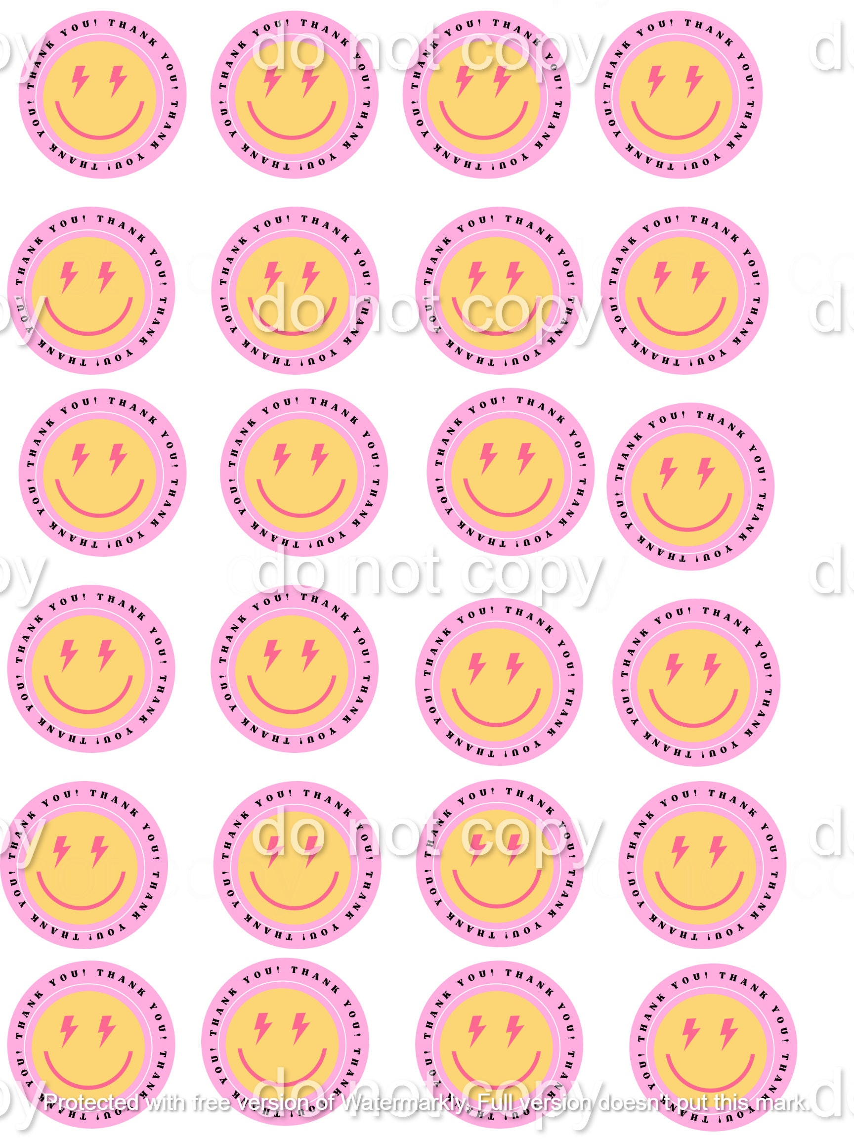 Smiley Thank You Sticker Template - Etsy