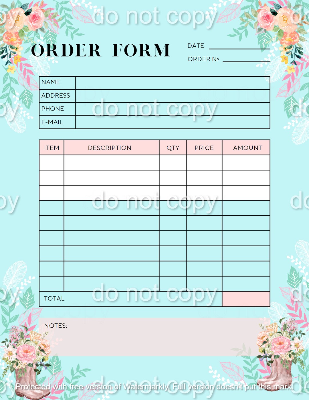 Spring Order Form - Etsy